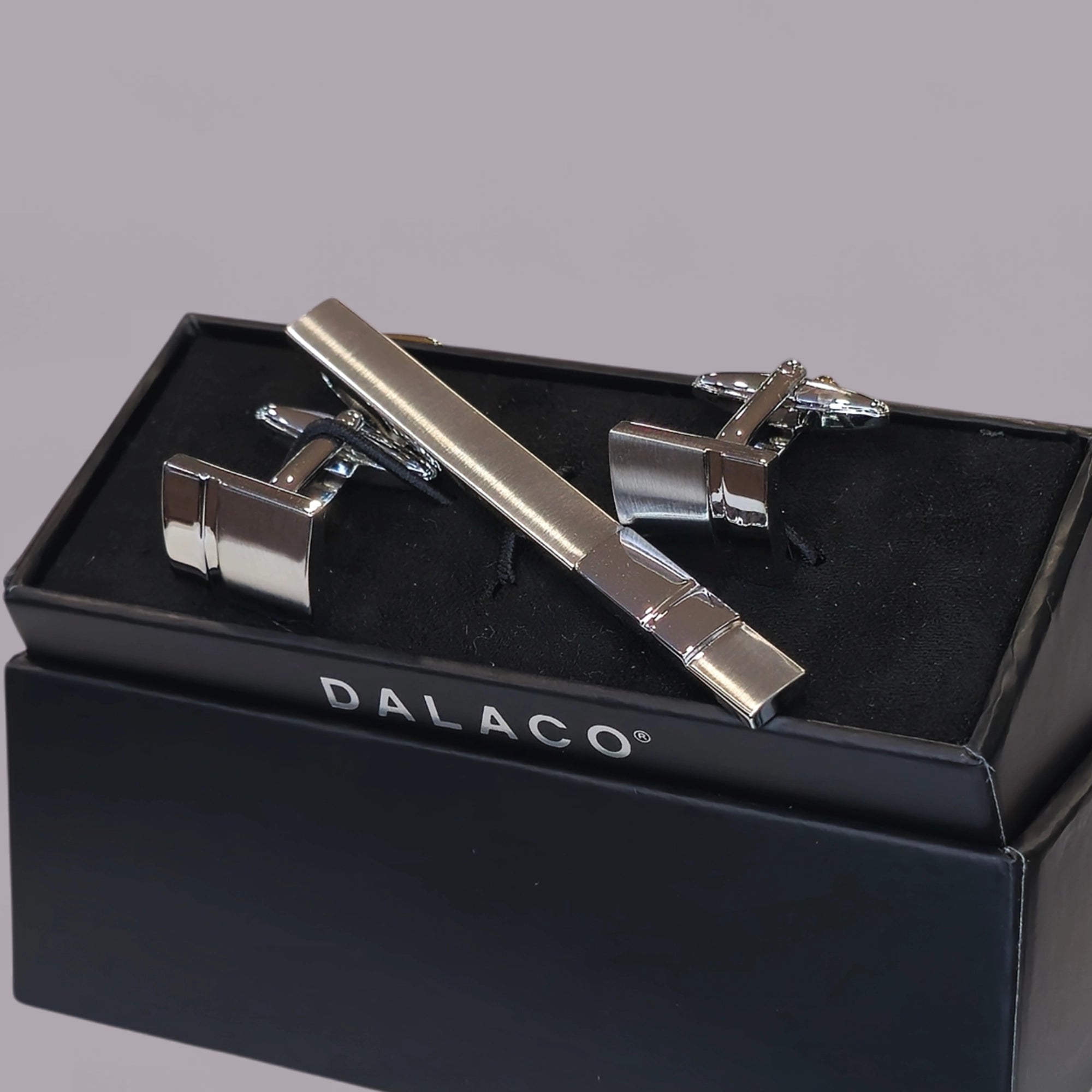 Plain Shiny & Brushed Rhodium Cufflink and Tie Bar Set – Blooms Menswear