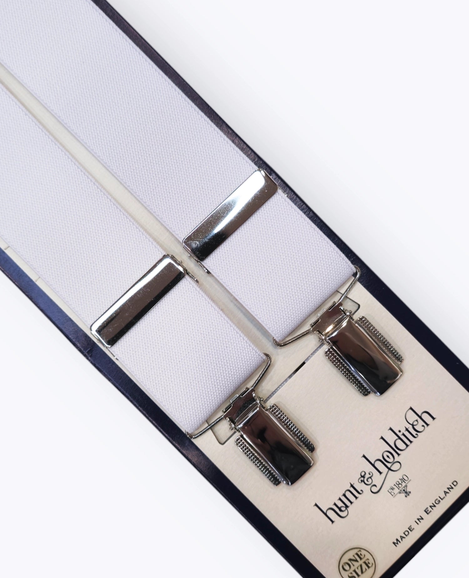 Adjustable Clip Bracers - White Silver – Blooms Menswear